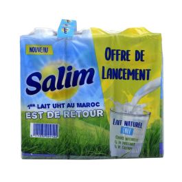 Lait Entier Stérilisé UHT SALIM – Pack 6 x 1L – Lait de Vache pour ...