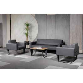 Salon ALPI 3+1+1 en cuir synthétique Noir ALPI-SOFA