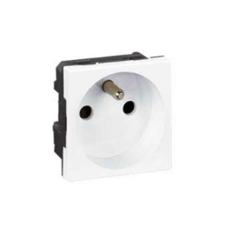 Prise 2P+T 45x45 avec support pour goulotte